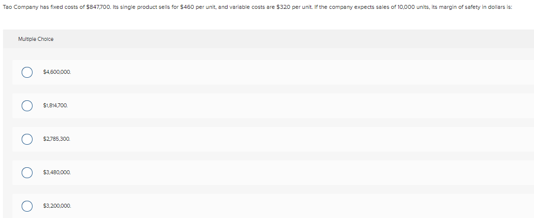 Solved Multiple Cholce $4,600,000. $1,814,700. $2,785,300. | Chegg.com