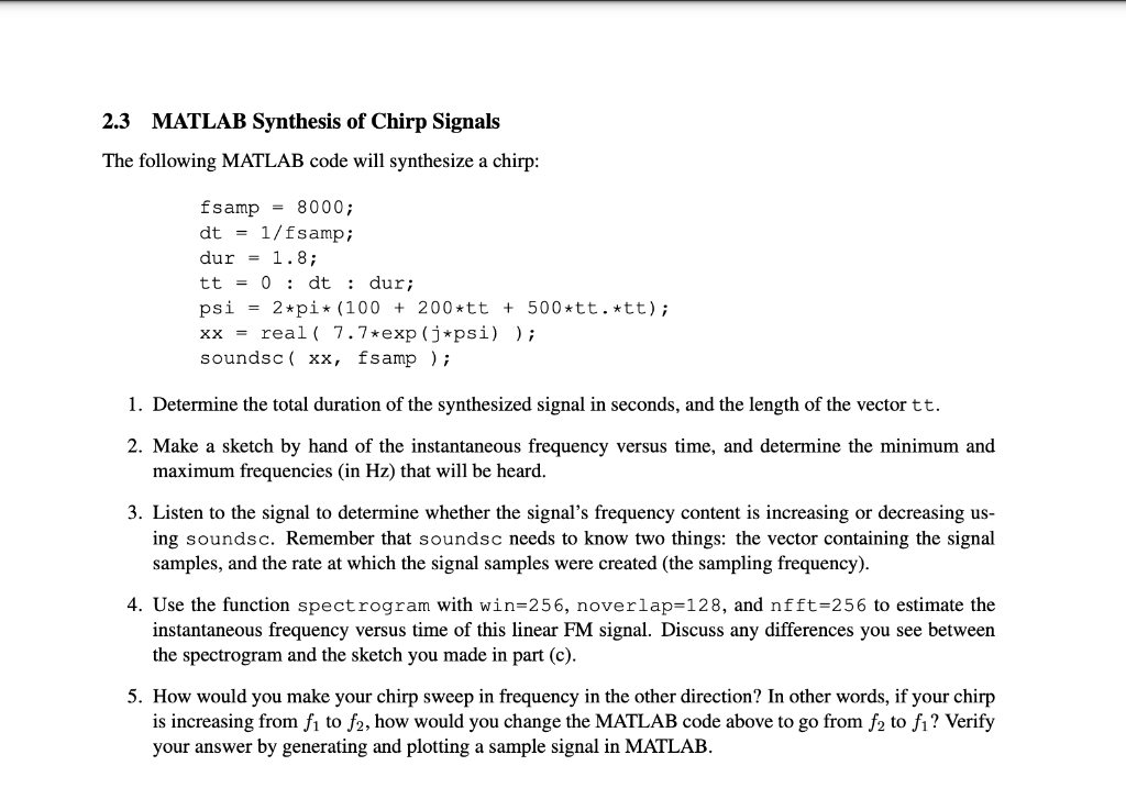 Solved 2.1 Spectrogram Frequency Resolution This part | Chegg.com