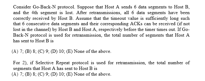 Solved Consider Go Back N Protocol Suppose That Host A 6377
