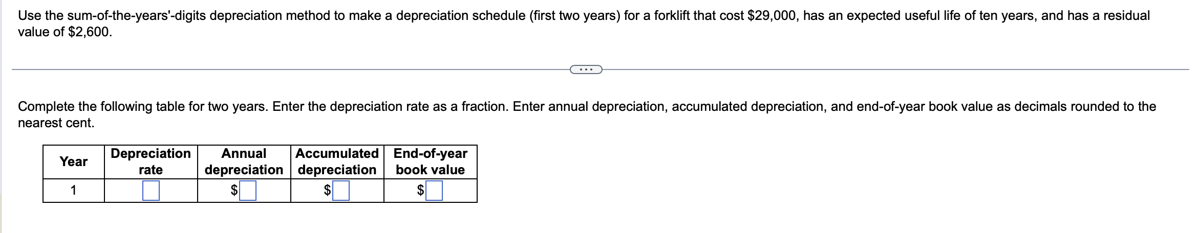 Solved Use the sum-of-the-years'-digits depreciation method | Chegg.com