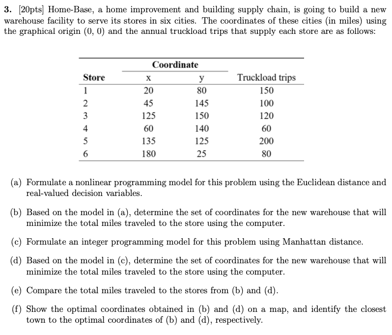 Solved 3. [20pts) Home-Base, a home improvement and building | Chegg.com