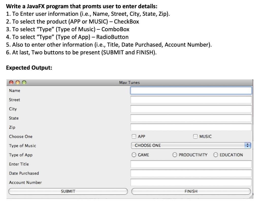 Solved Write a JavaFX program that promts user to enter | Chegg.com
