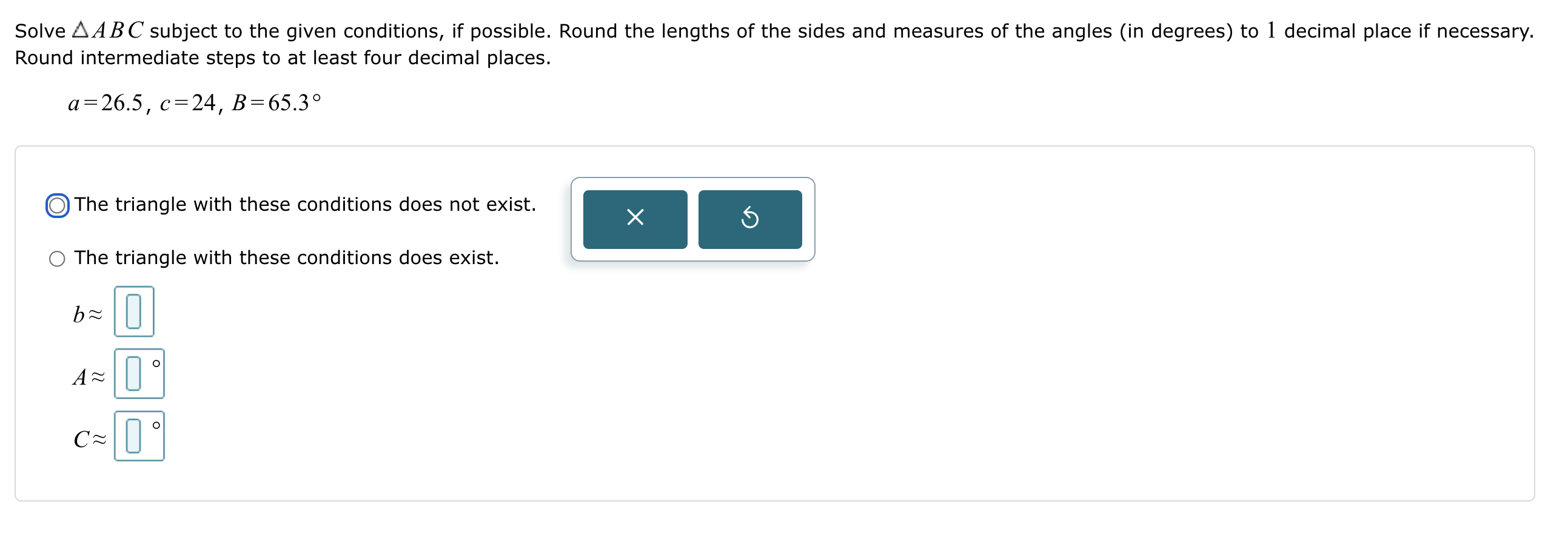 Solved Solve triangle ABC to ﻿the given conditions, if | Chegg.com