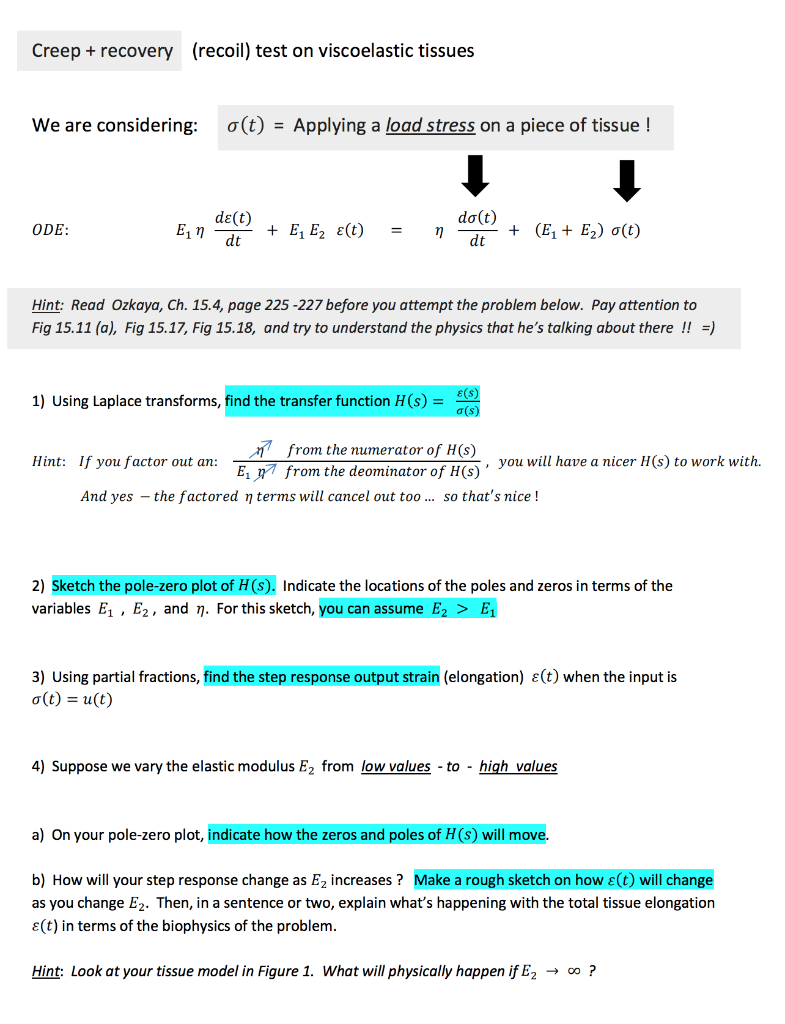 Solved Creep +recovery (recoil) test on viscoelastic tissues | Chegg.com