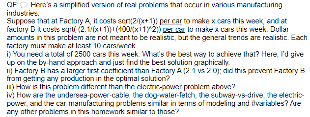 Solved QF: Here's a simplified version of real problems that | Chegg.com