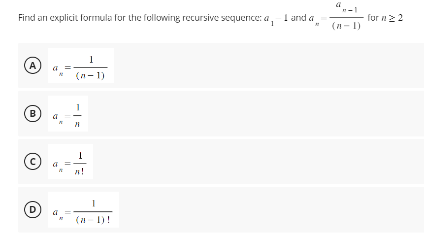 Solved Find an explicit formula for the following recursive | Chegg.com