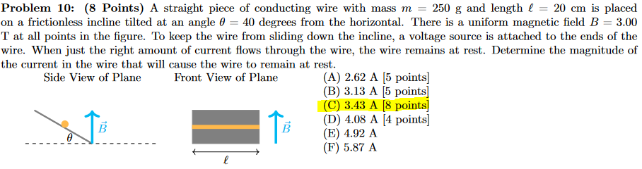 Solved Problem 10: (8 Points) A straight piece of conducting | Chegg.com
