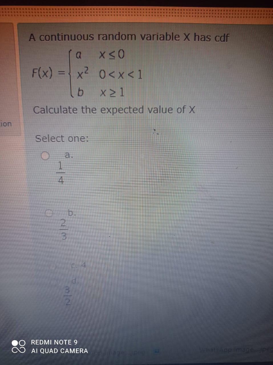 Solved A continuous random variable x has cdf a x