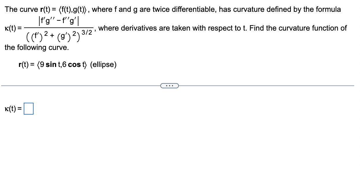 Solved The curve r(t)= f(t),g(t) , where f and g are twice | Chegg.com