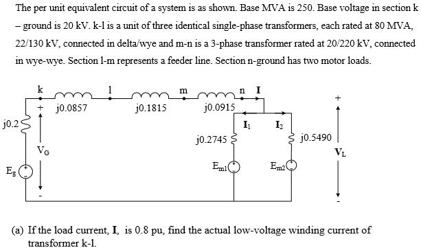 Solved The per unit equivalent circuit of a system is as | Chegg.com