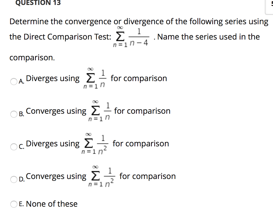 Solved QUESTION 10 Apply the nth term test for divergence to | Chegg.com
