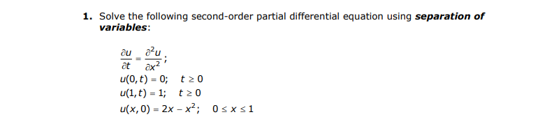 Solved 1. Solve the following second-order partial | Chegg.com