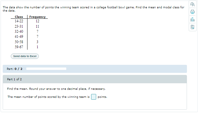 Solved The data show the number of points the winning team | Chegg.com