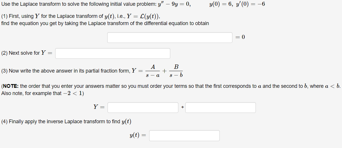 Solved Use the Laplace transform to solve the following | Chegg.com