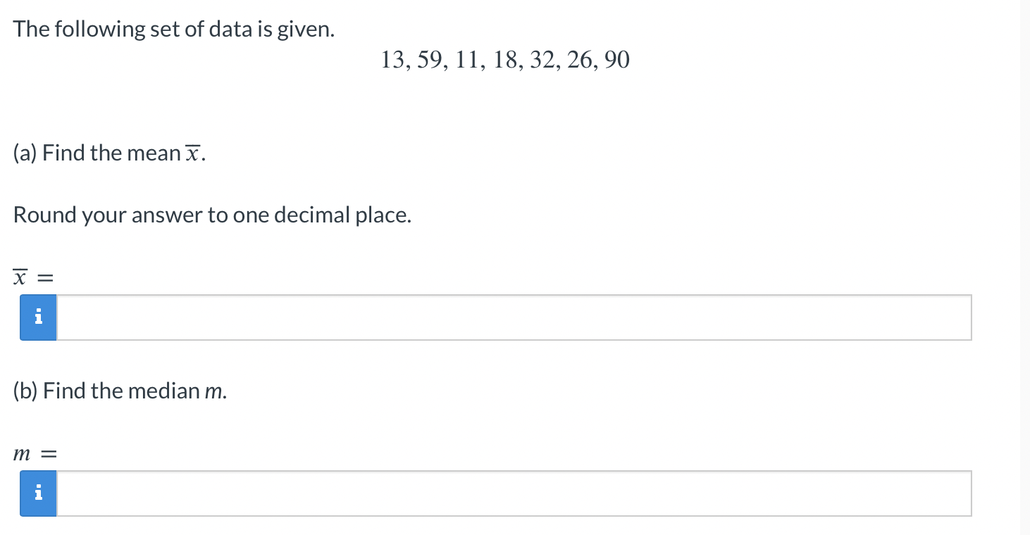 Solved The following set of data is given. | Chegg.com