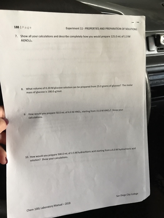 Solved 188 1 Page Experiment 11-PROPERTIES AND PREPARAT ON | Chegg.com