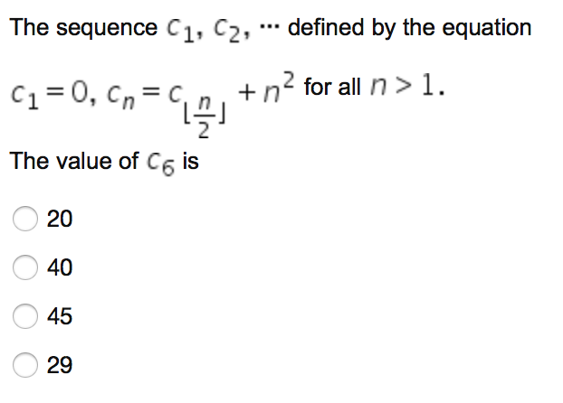 Solved The sequence C1, C2, " defined by the equation C1= 0, | Chegg.com