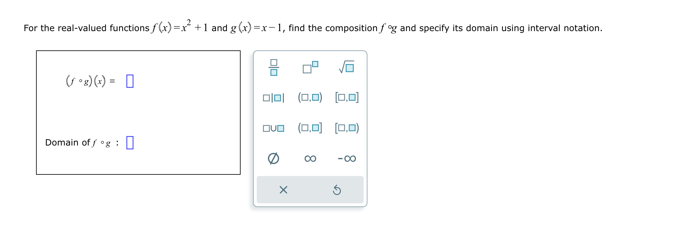 Solved For the real-valued functions f(x)=x^(2)+1 and | Chegg.com
