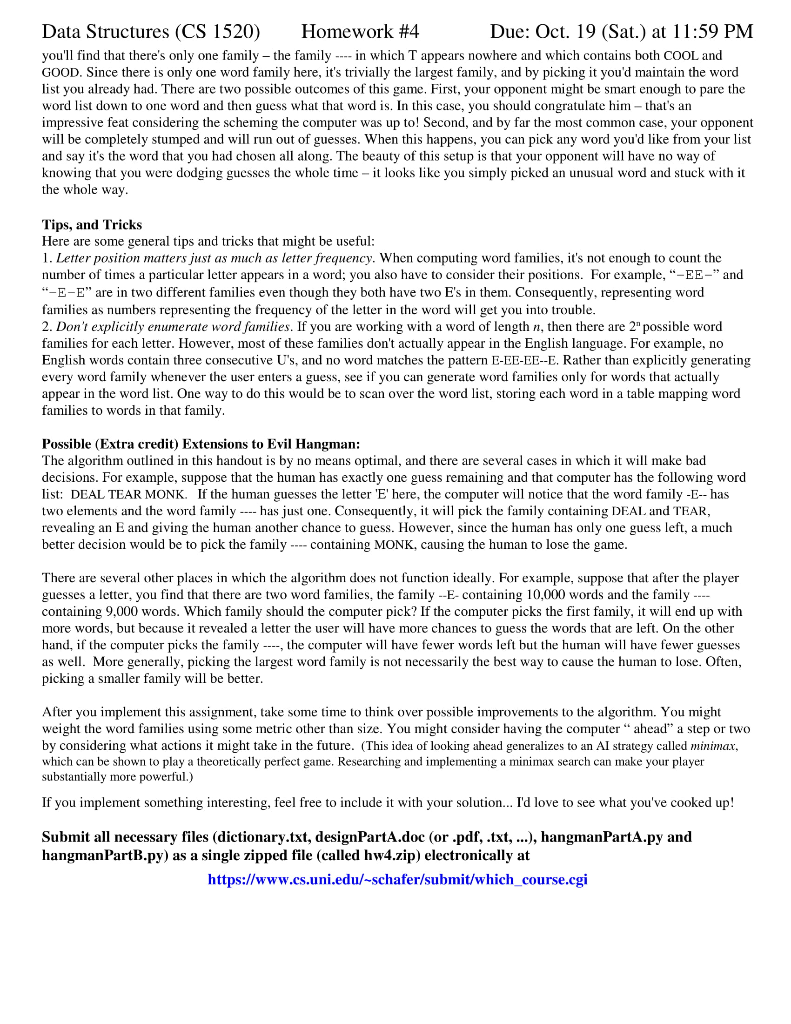 Data Structures (CS 1520) Homework #4 Due: Oct. 19 | Chegg.com