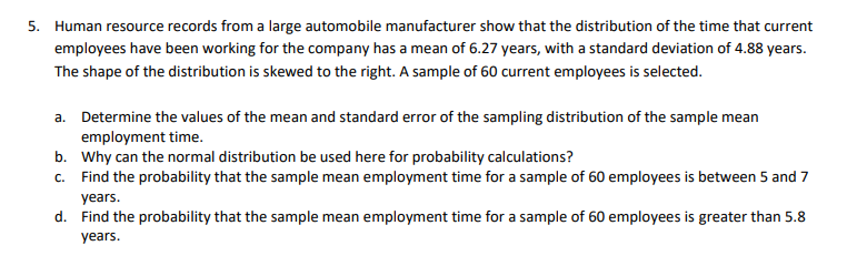 Solved 5. Human resource records from a large automobile | Chegg.com