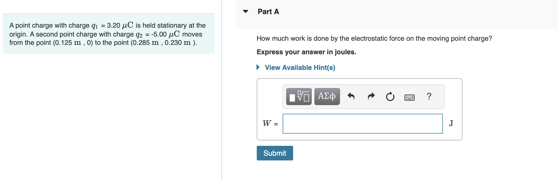 Solved A point charge with charge q1=3.20μC is held | Chegg.com