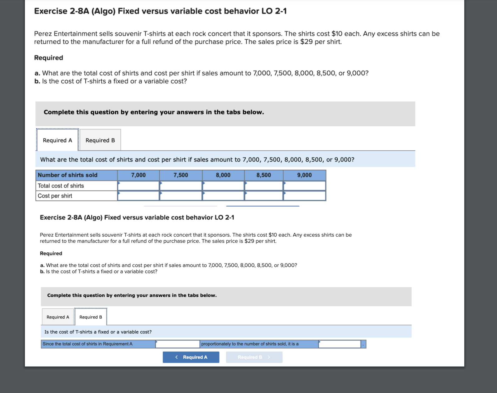 Solved Exercise 2-8A (Algo) Fixed versus variable cost | Chegg.com