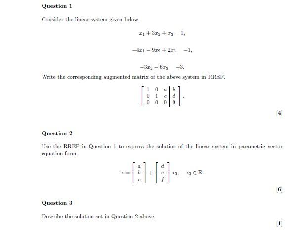 Solved Consider the linear system given below. | Chegg.com