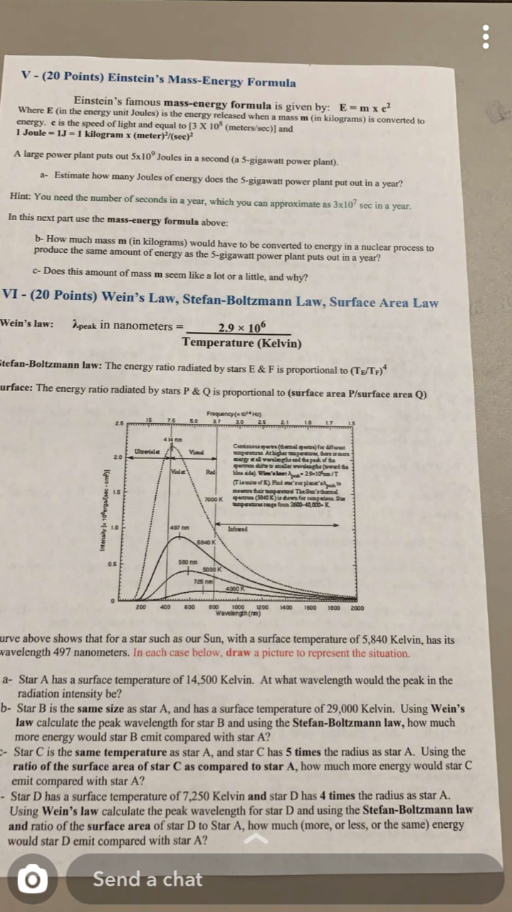 Solved V - (20 Points) Einstein's Mass-Energy Formula | Chegg.com