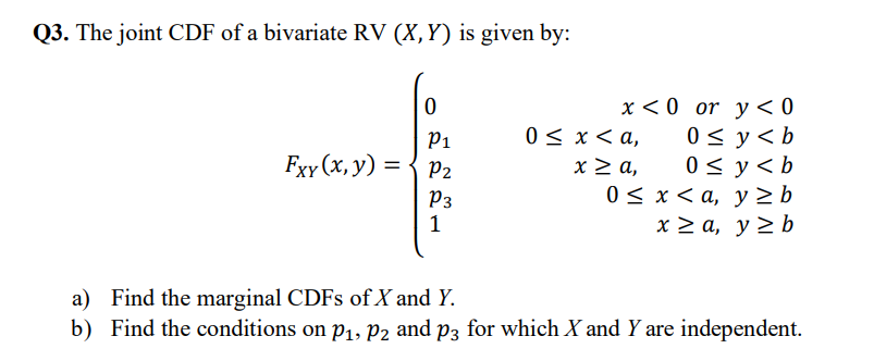 Solved Q3. The joint CDF of a bivariate RV (𝑋, 𝑌) is given | Chegg.com