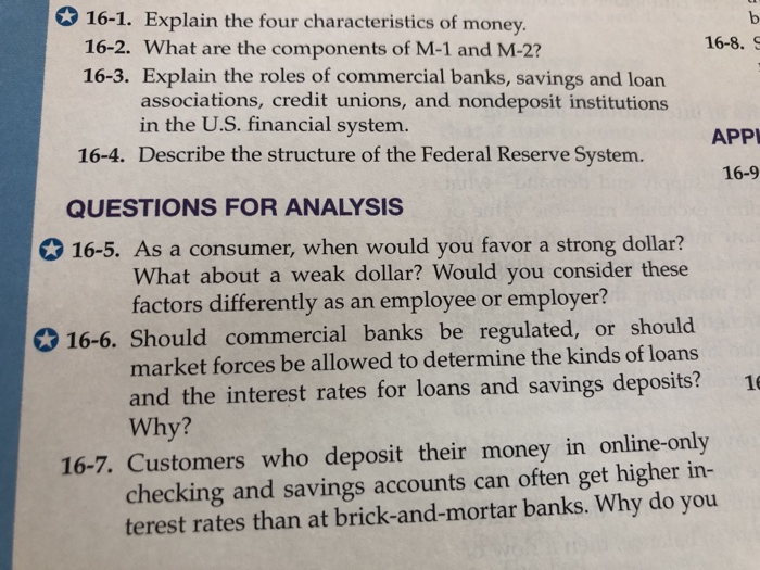 Solved 16-1. Explain the four characteristics of money 16-2. | Chegg.com