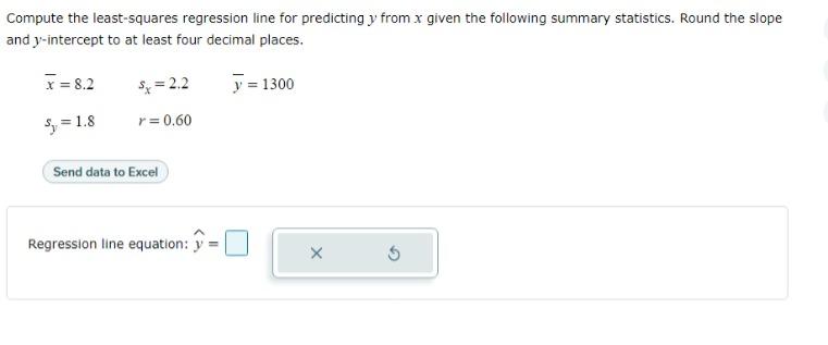 Solved Compute the least-squares regression line for | Chegg.com