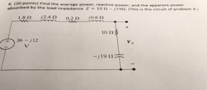 Solved Find the average power, reactive power, and the | Chegg.com