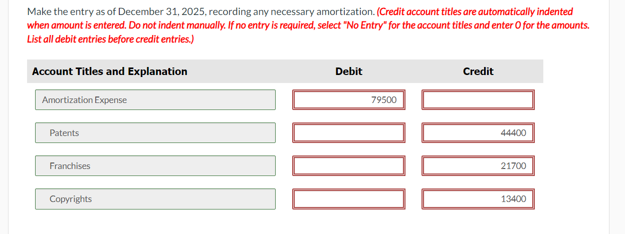 Solved Make the entry as of December 31, 2025, recording any | Chegg.com