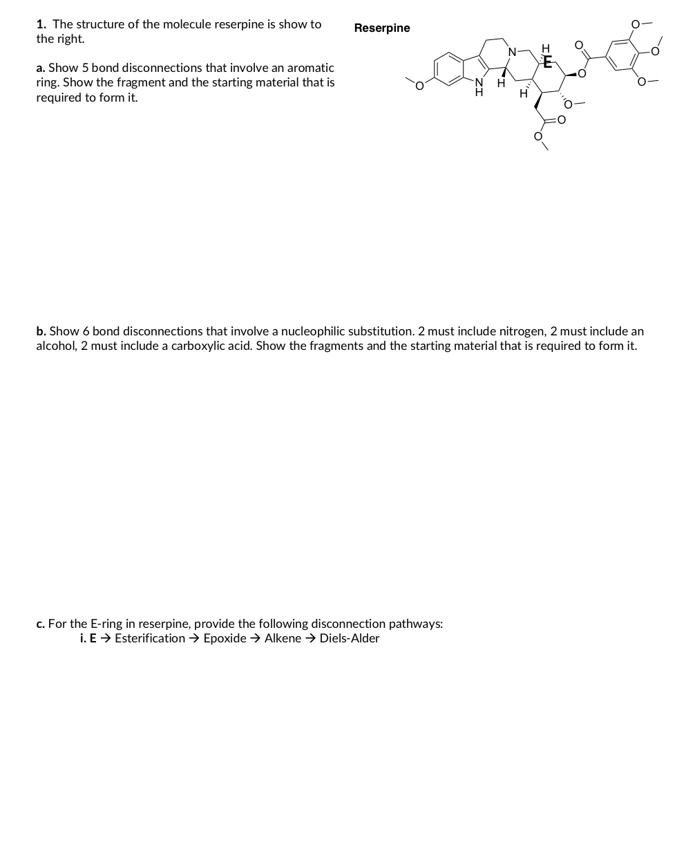 1. The structure of the molecule reserpine is show to | Chegg.com
