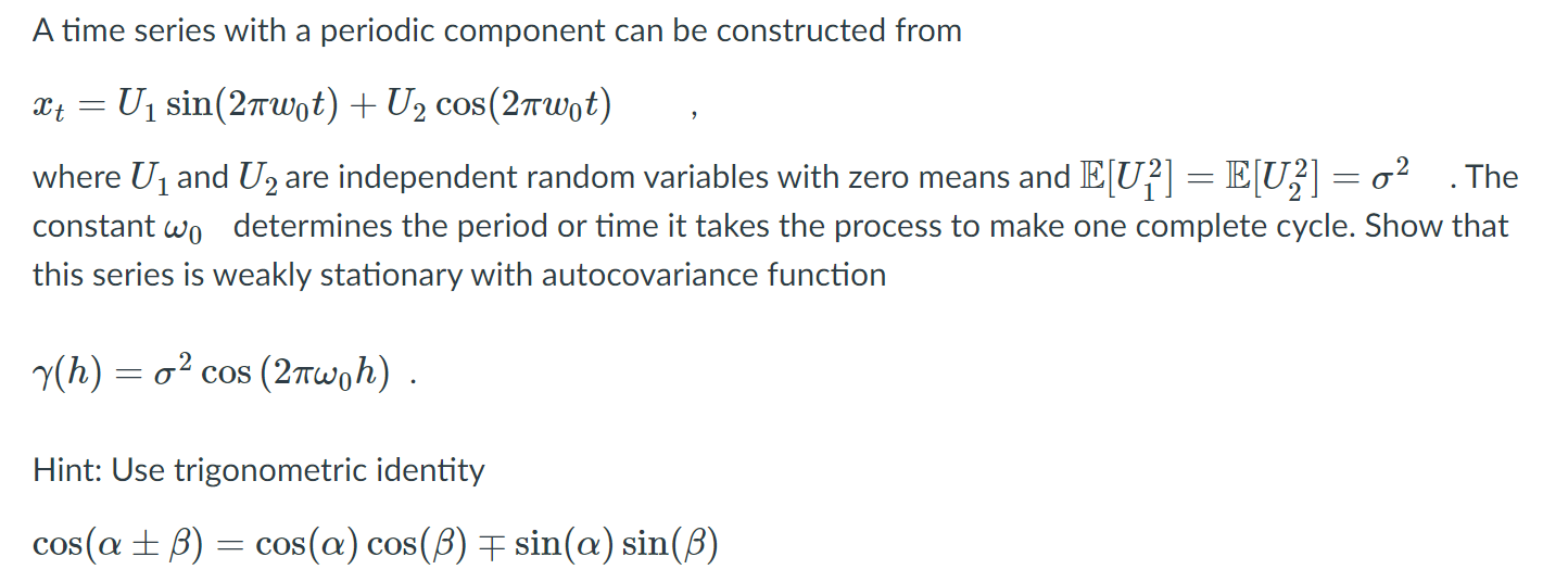 Solved A time series with a periodic component can be | Chegg.com