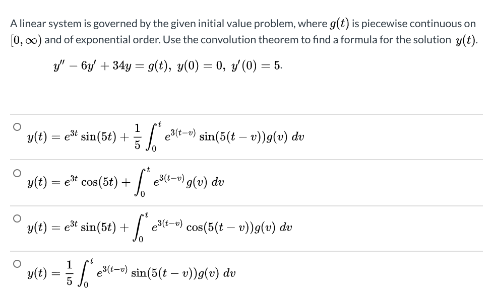 Solved A linear system is governed by the given initial | Chegg.com