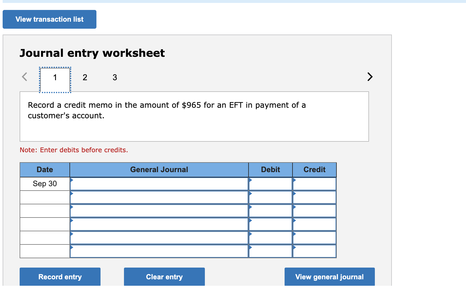 Solved View transaction list Journal entry worksheet 2 > | Chegg.com