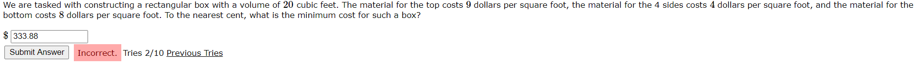 Solved We are tasked with constructing a rectangular box | Chegg.com