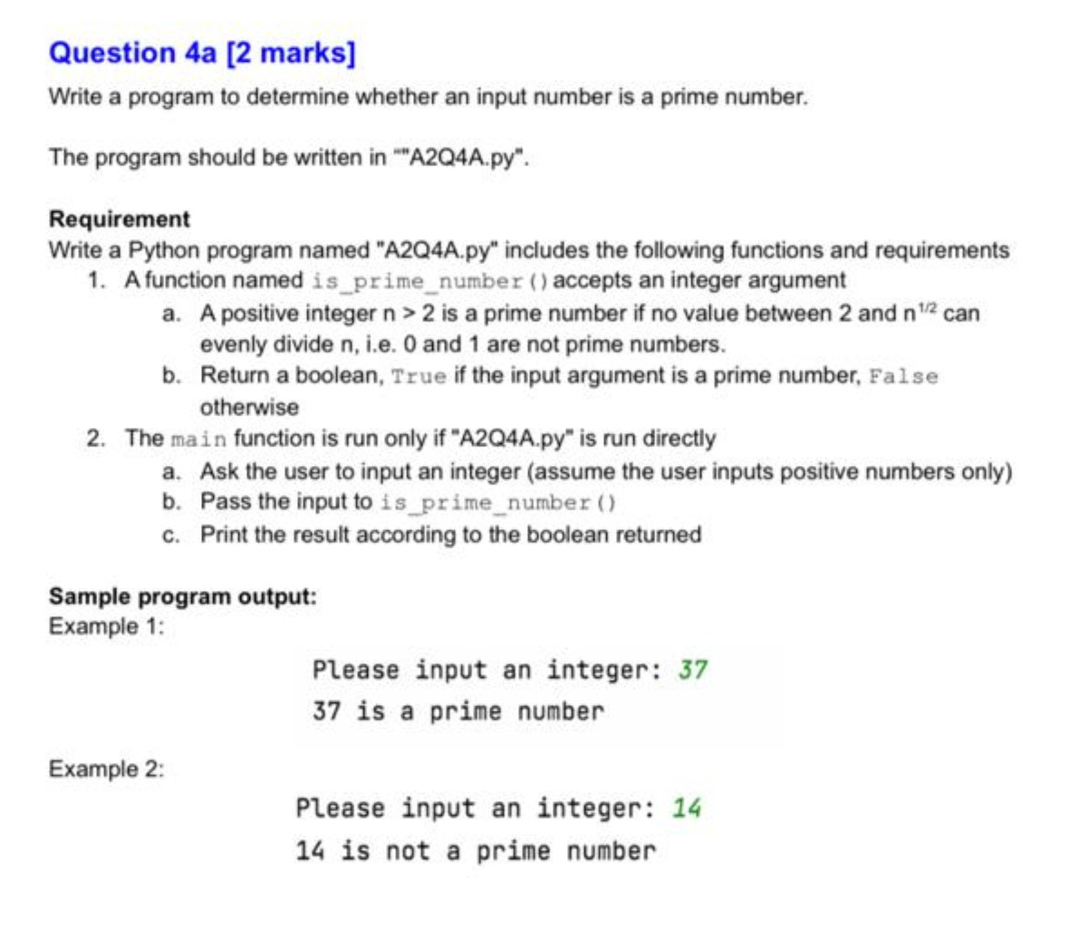 Solved Question 4a [2 ﻿marks]Write a program to determine | Chegg.com