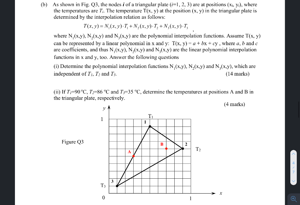Solved (b) As shown in Fig. Q3, the nodes i of a triangular | Chegg.com