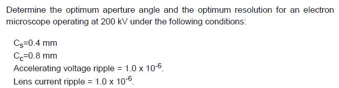 Solved Determine the optimum aperture angle and the optimum | Chegg.com