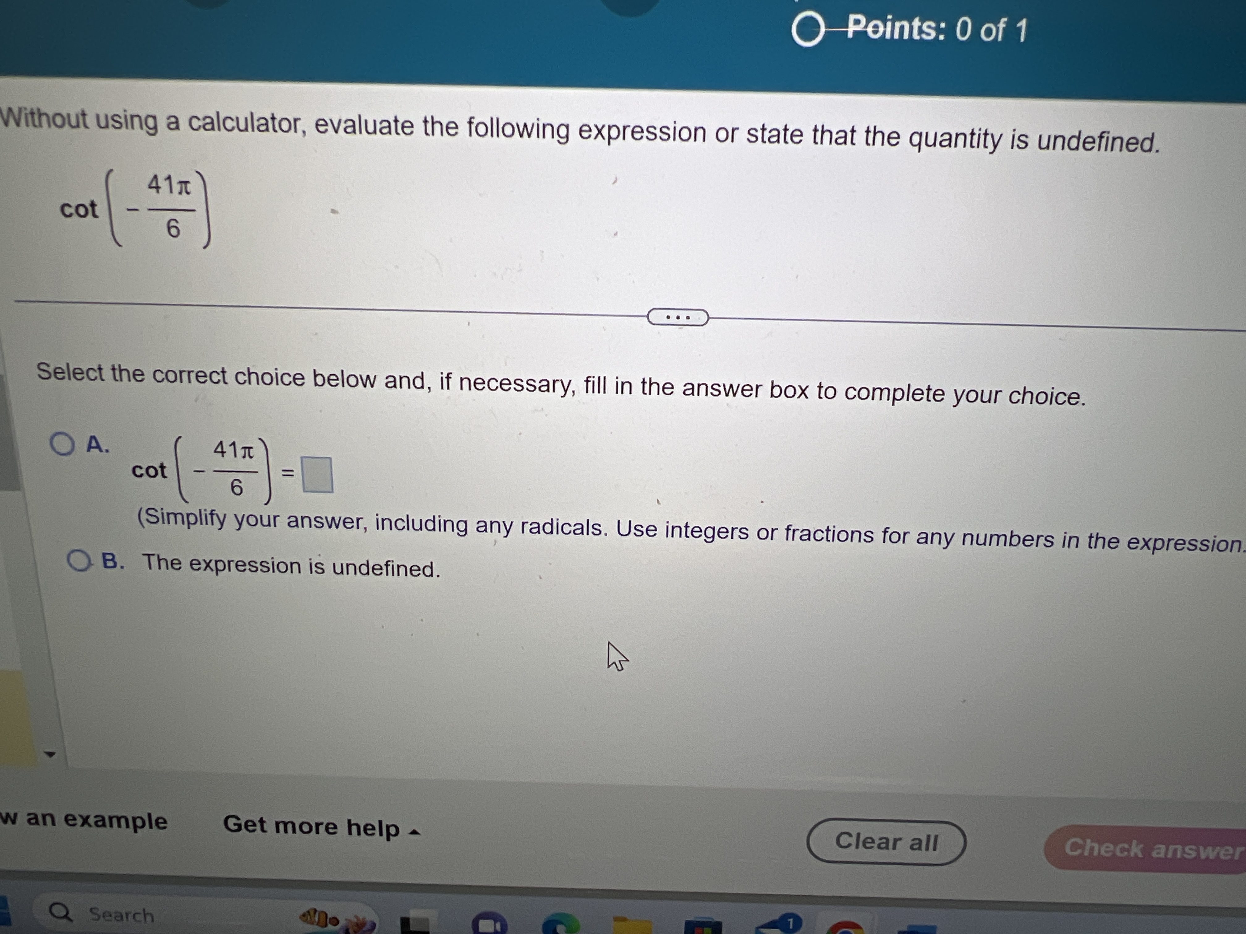 Solved Without using a calculator, evaluate the following | Chegg.com