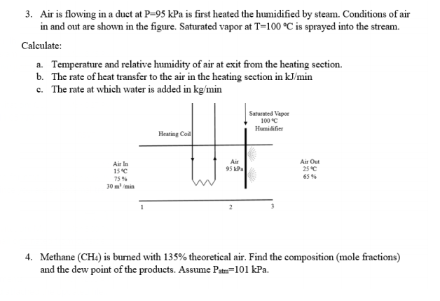 Solved 3. Air is flowing in a duct at P=95 kPa is first | Chegg.com