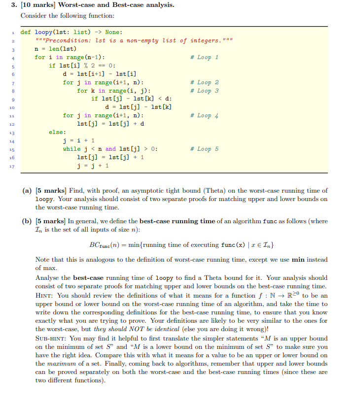 Solved 1 3 4 5 6 7 3. [10 marks] Worst-case and Best-case | Chegg.com