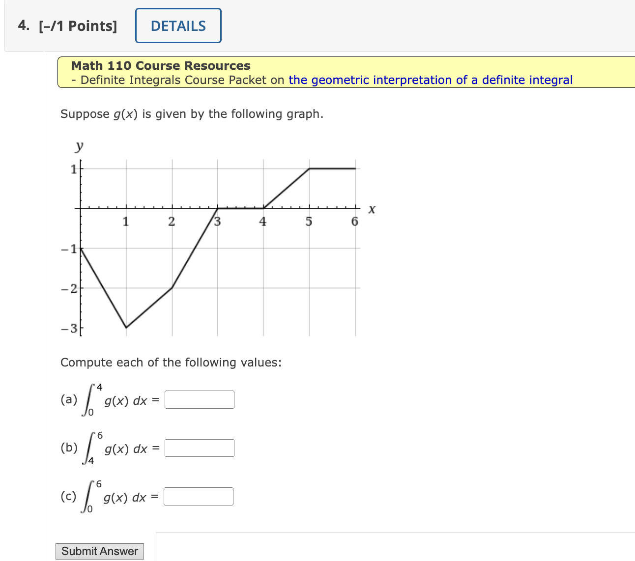 Solved Math 110 Course Resources - Definite Integrals Course | Chegg.com