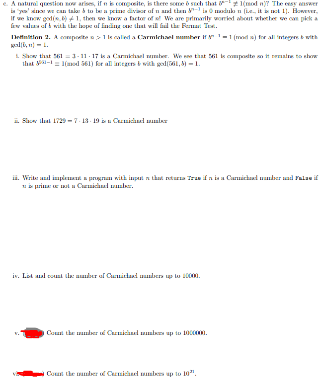 Solved Problem 5 (Pseudoprimes and Carmichael Numbers!). We | Chegg.com