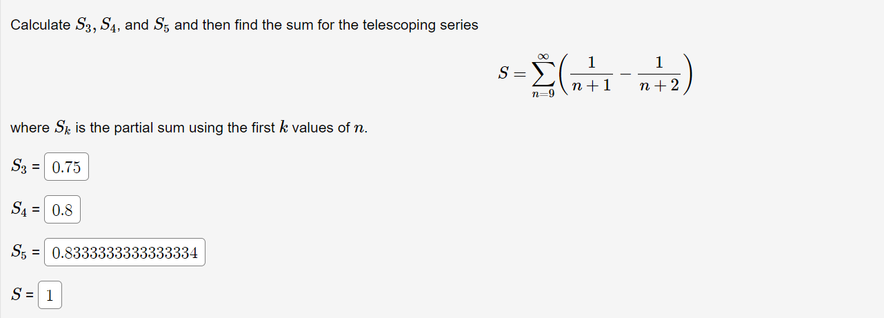 Solved Calculate S3,S4, ﻿and S5 ﻿and then find the sum for | Chegg.com