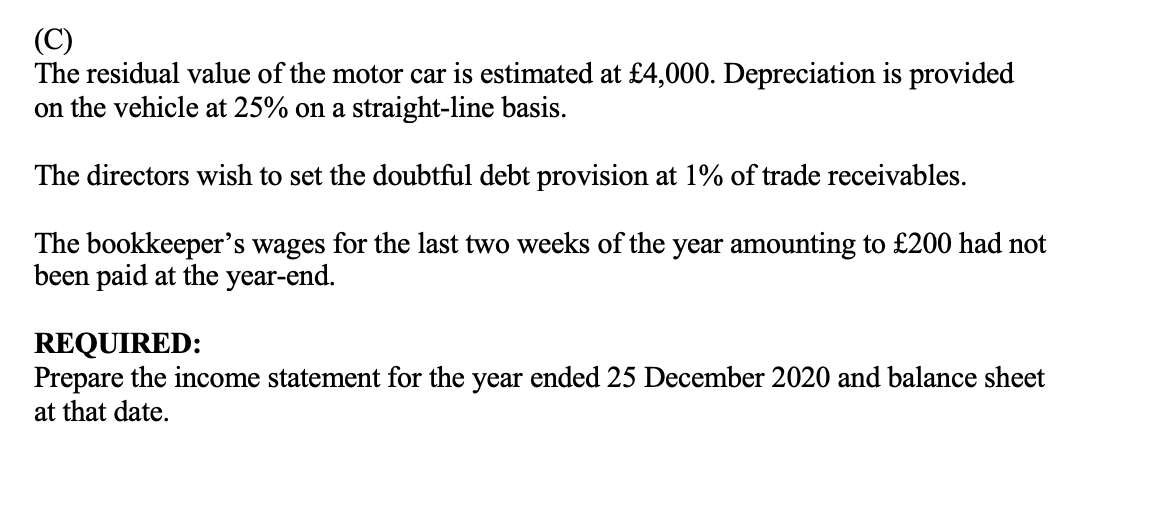 Solved (C)The residual value of the motor car is estimated | Chegg.com
