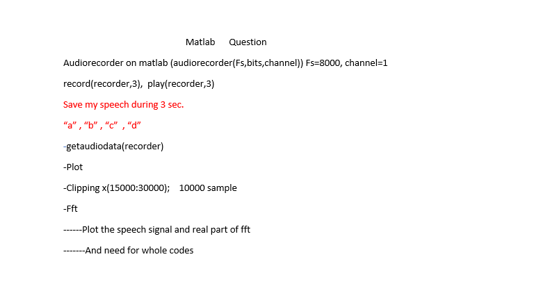 Solved Matlab Question Audiorecorder on matlab | Chegg.com