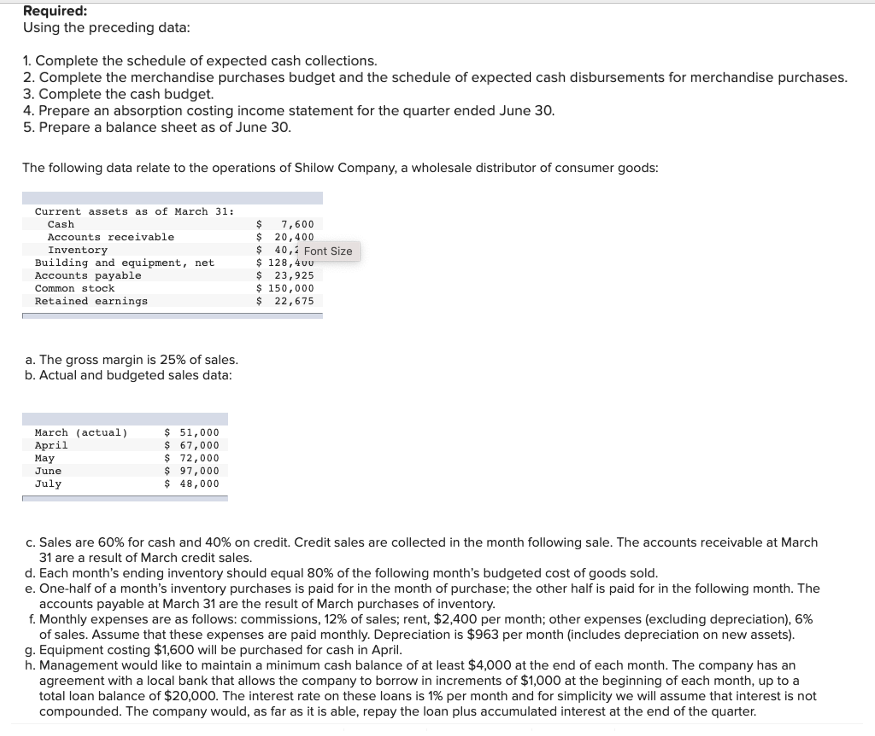 Solved Required: Using the preceding data: 1. Complete the | Chegg.com